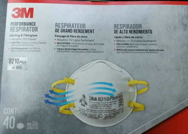 3M 8210 Plus N95 Performance Sanding and Fiberglass Respirator 8210PH40-DC, N95 Mask, 40 Masks ...