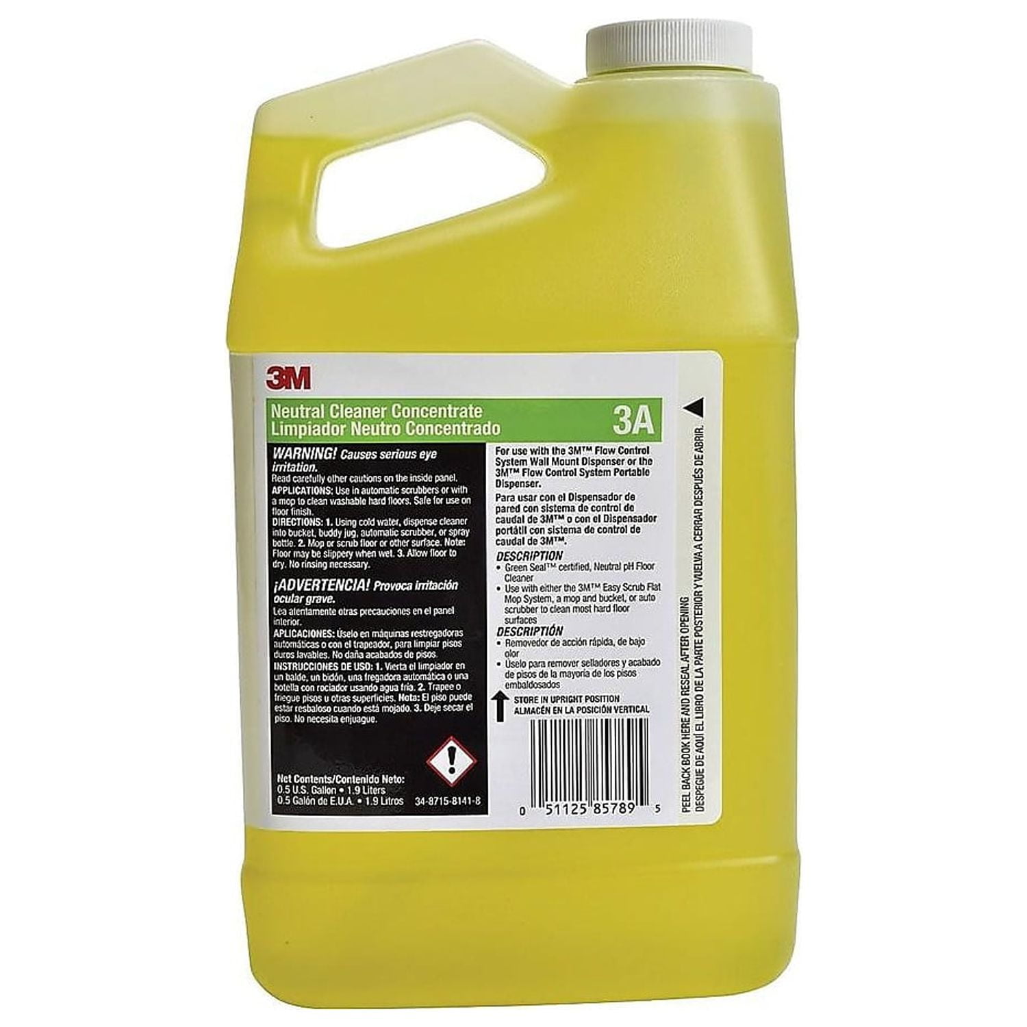 3M Neutral Cleaner Concentrate 0.5 Gallon 4/Carton (3A) - Walmart.com