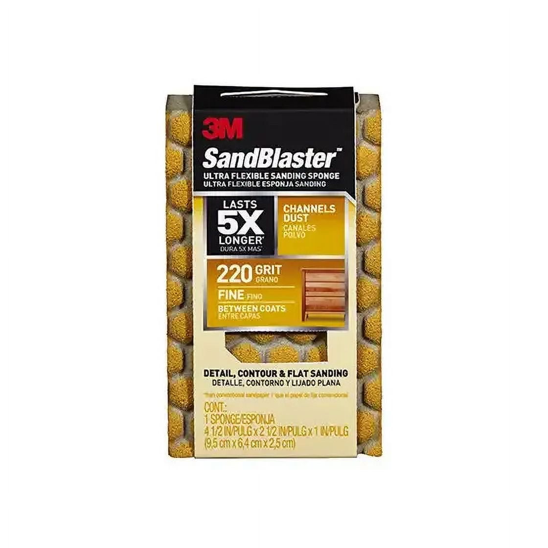 3M New 20907-220-UFS Sand Blaster Sand Sponge Fine 220 4.5x2.5in, 1 ...