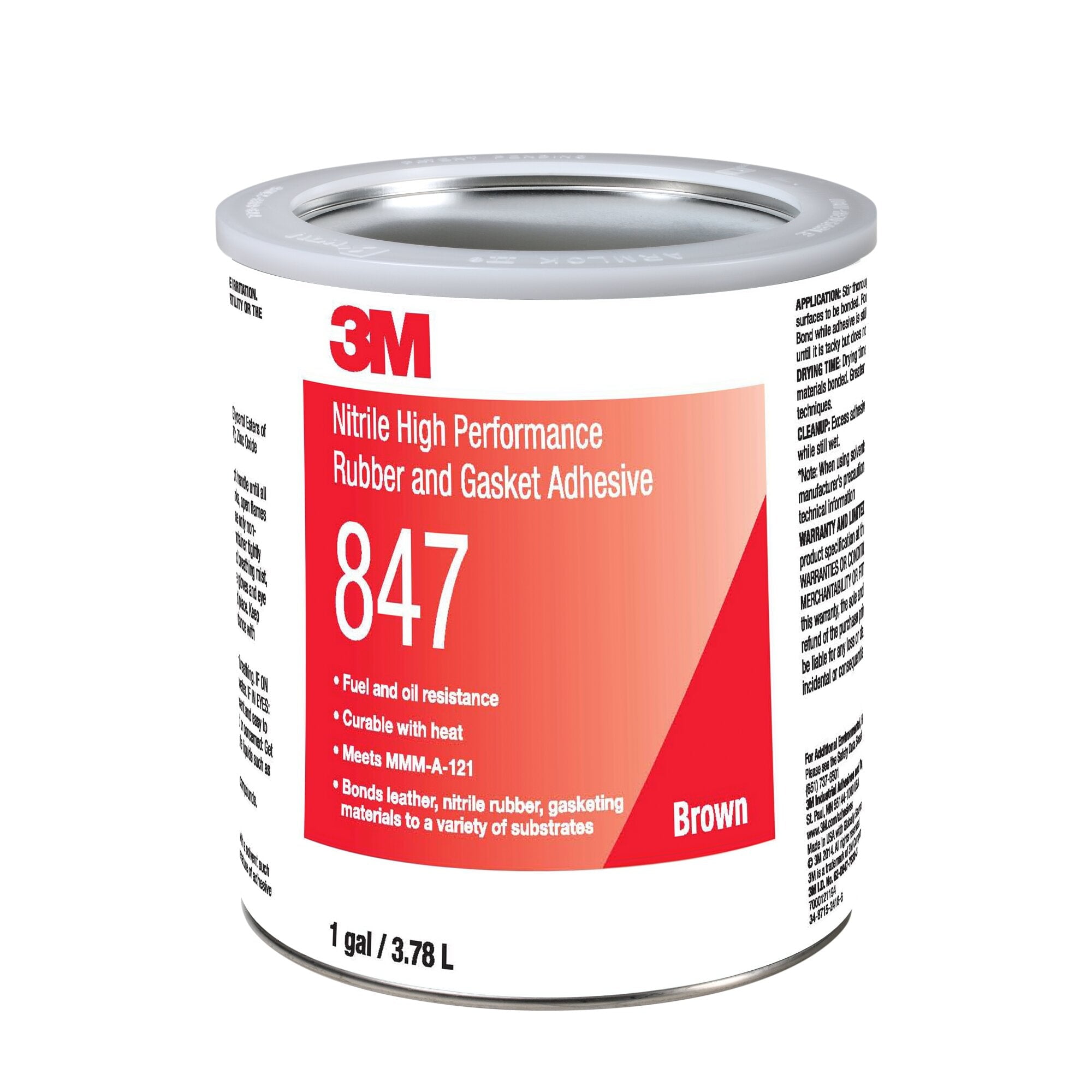 3M Nitrile High Performance Rubber and Gasket Adhesive 847, Brown ...