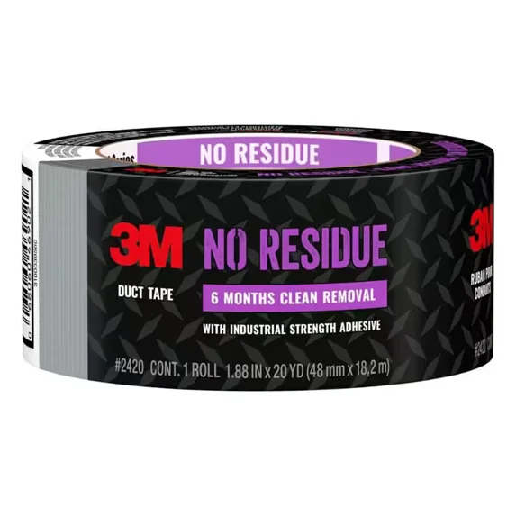 3M No Residue Duct Tape 1.88 In X 20 Yds Silver Indoor Outdoor Water ...