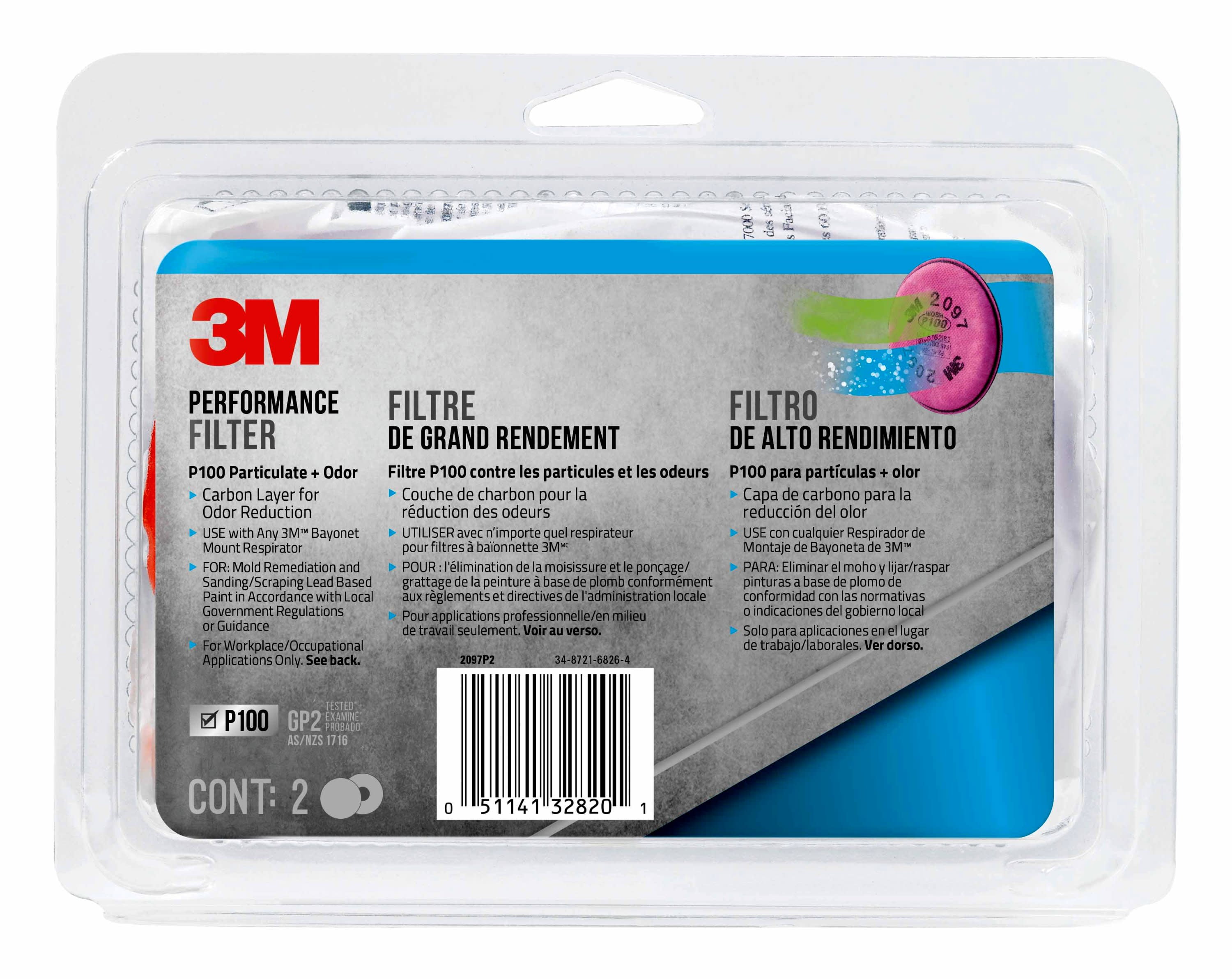 3M P100 Particulate + Odor Filters, 2097P2-DC, 2 pack - Walmart.com
