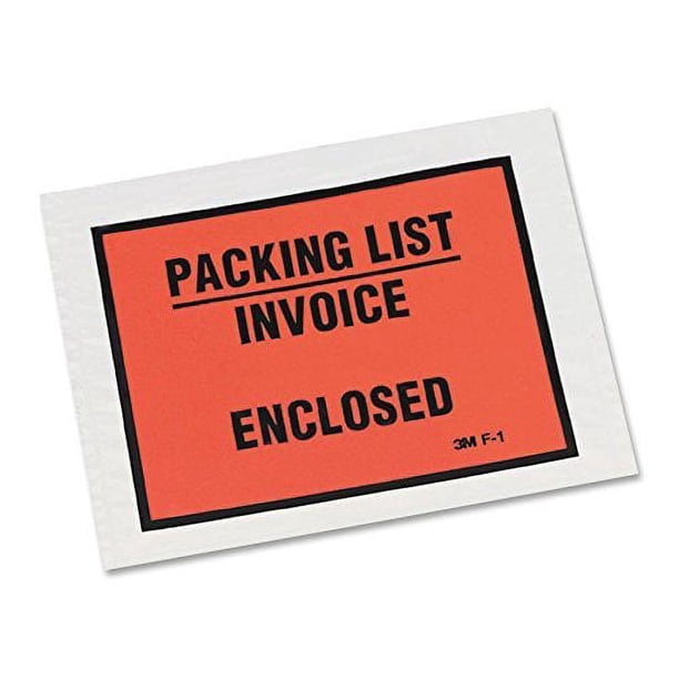 3M PLE-F1 Full-Print Packing List Envelope: 4-1/2 in. width (Orange ...