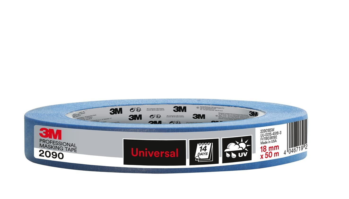 3M PT209018 2090 Masking Tape, Blue, 18mm - Walmart.com