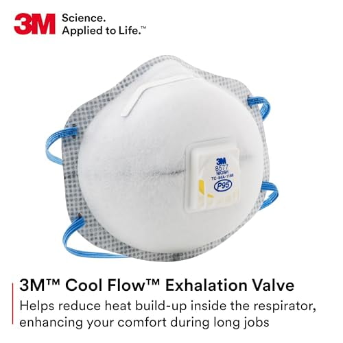 3M Particulate Respirator 8577, P95, NIOSH APPROVED, with Nuisance Level Organic Vapor Relief ...