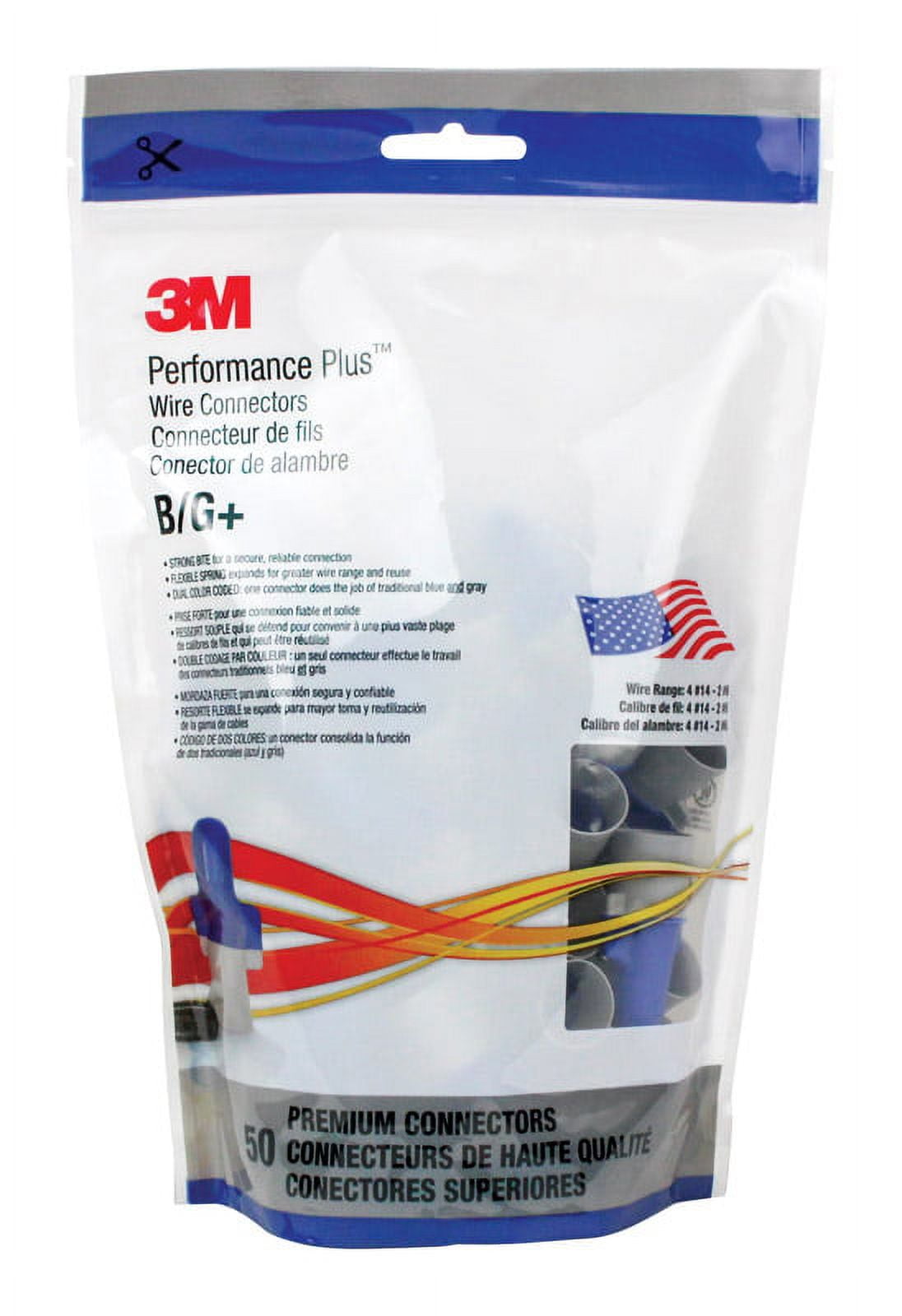 3M Performance Plus Wire Connector, Flexible Steel Spring Connectors, 14-6 AWG, Blue and Gray ...