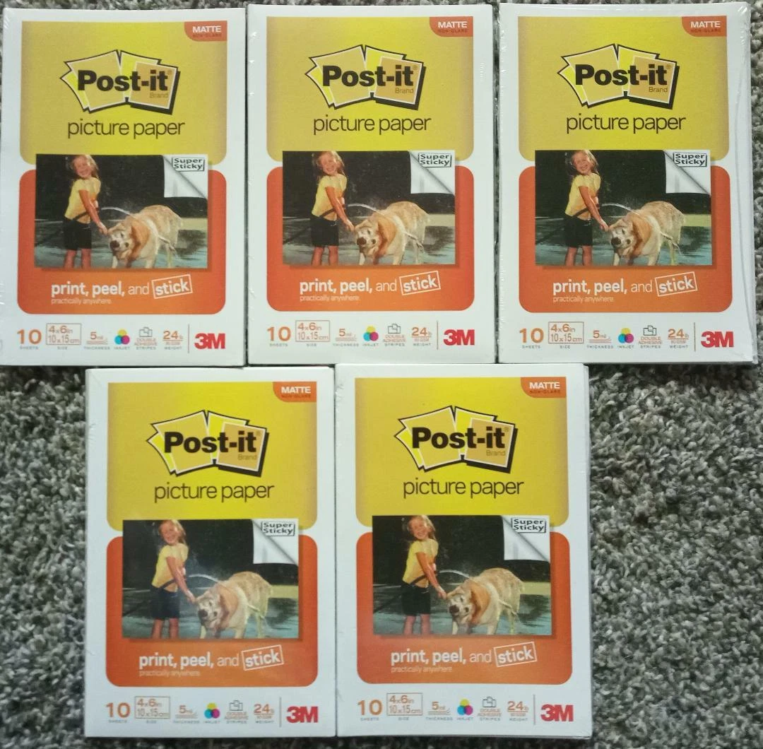 3M Post-It Picture Paper 4"X6" 50 Sheets Matte Non-Glare Print Peel ...