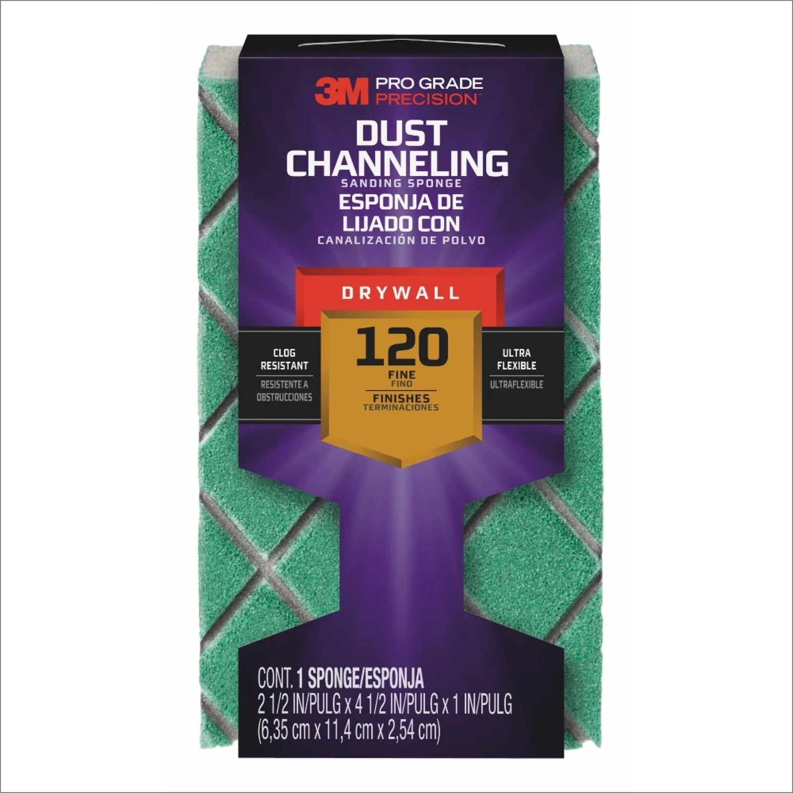 3M Pro Grade Precision Drywall Dust Channeling Sanding Sponge Fine ...