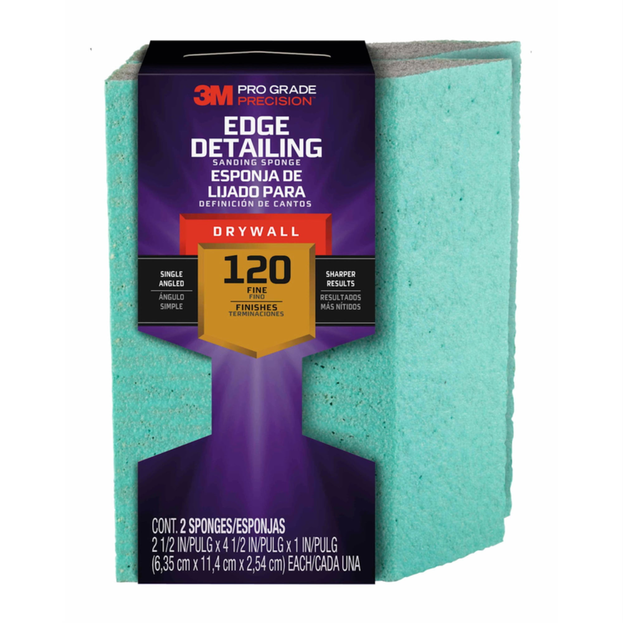 3m Sanding Sponge,Fine,4 1/2"L,2 1/2"W,PK2 30904FPSA-2PK - Walmart.com
