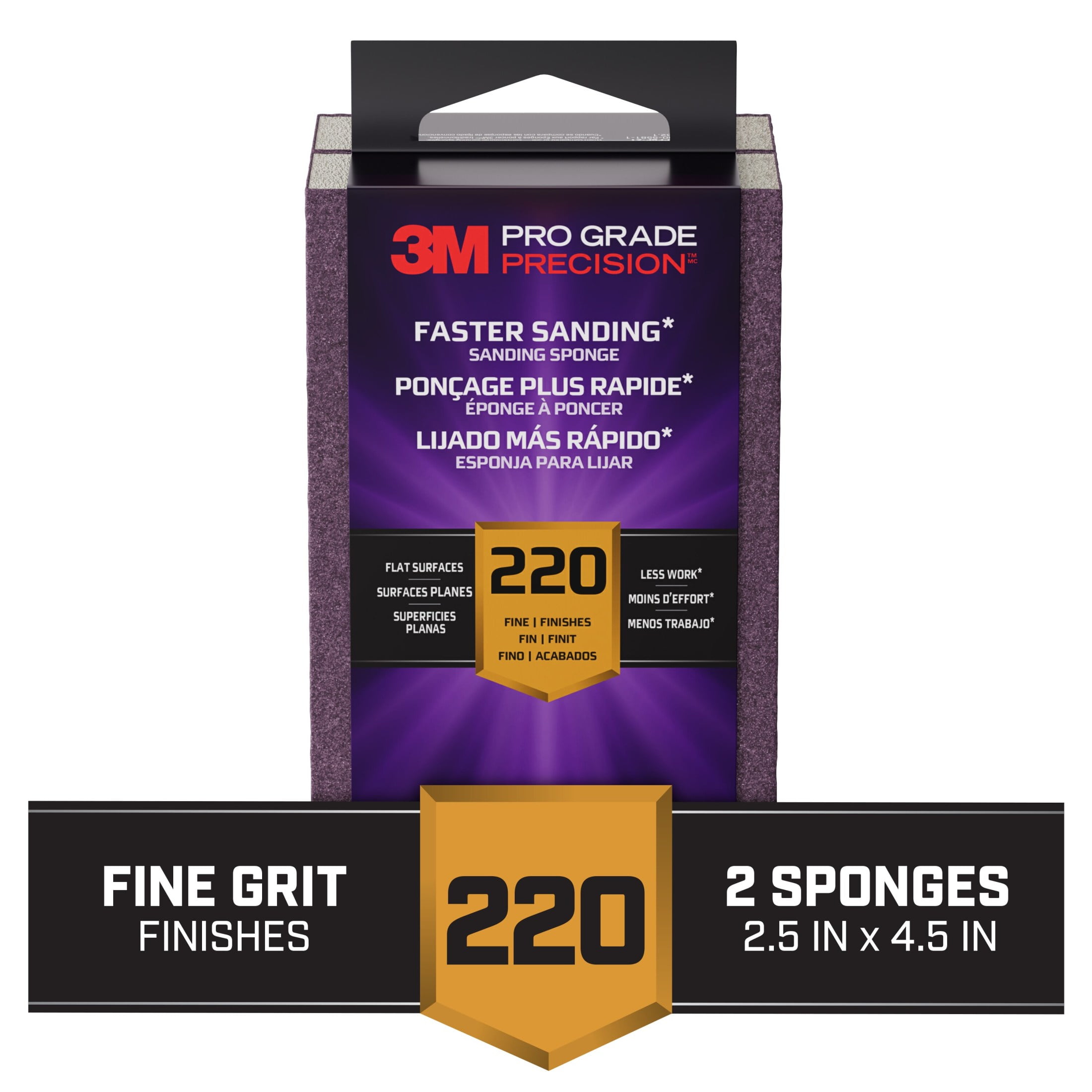 3M Pro Grade Precision Sanding Block, Faster Sanding, 2.5 in. x 4.5 in ...
