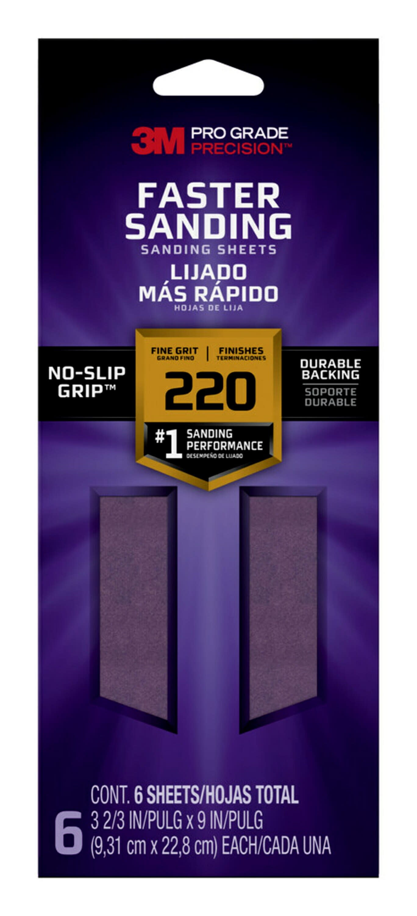 3M Pro Grade Precision Sanding Sheets, No-Slip Grip Backing, 3 2/3 in x ...