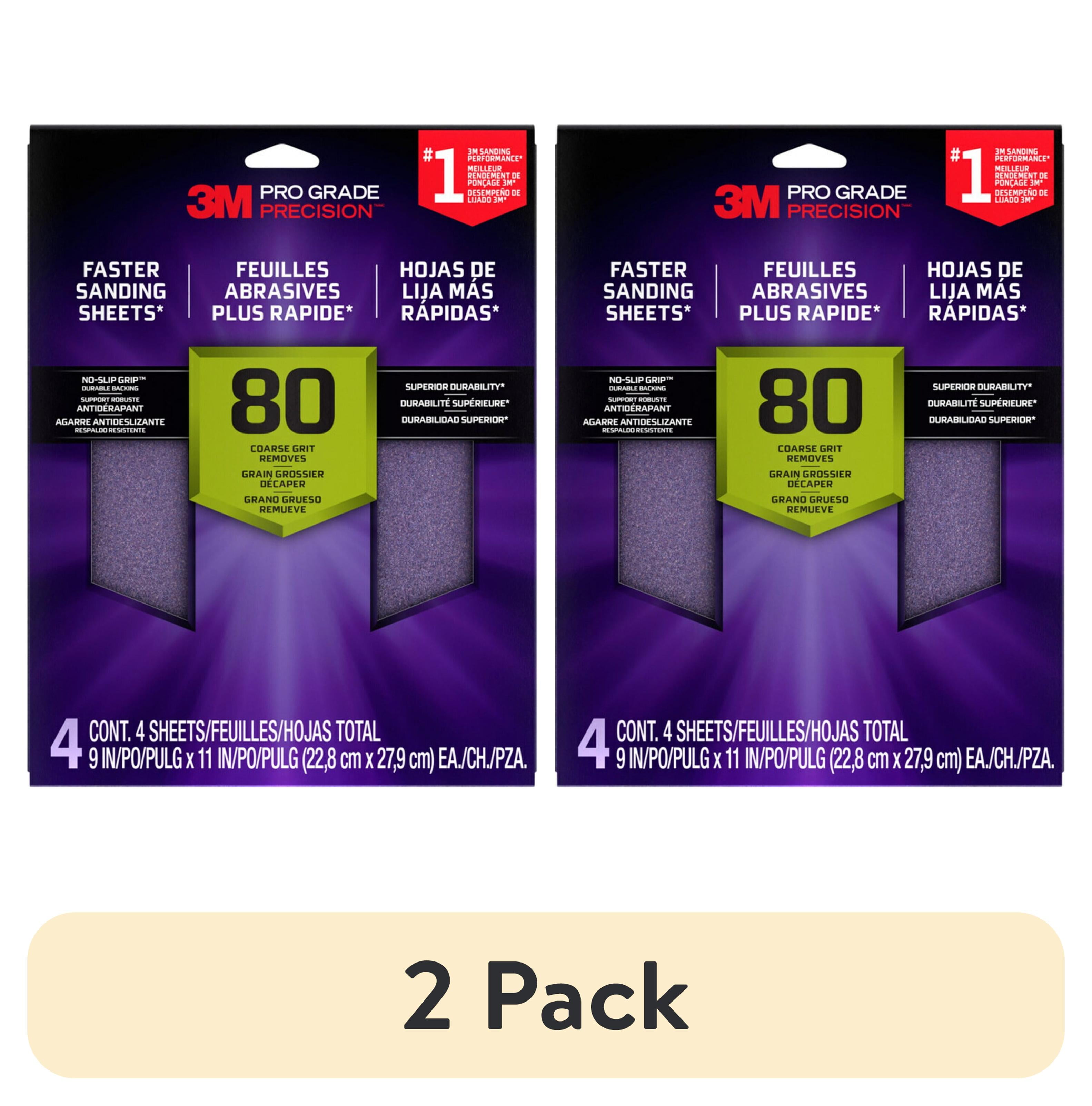 (2 pack) 3M Pro Grade Precision Sandpaper, No-Slip Grip Backing, 9 in x ...