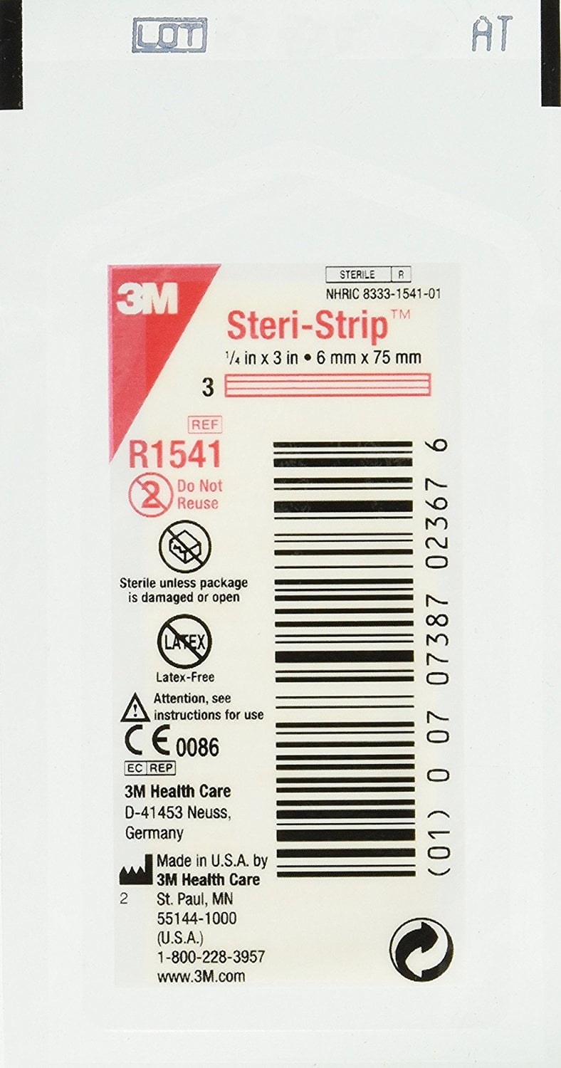 3M R1541 Steri-Strip Adhesive Skin. Closures ¼ in. x 3 in. (Set of 20 ...
