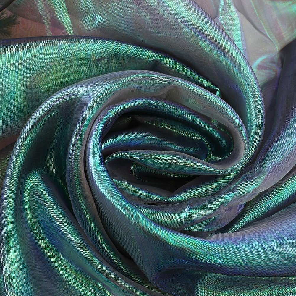 3M Rainbow Laser Gradient Organza Iridescent Lace Voile Fabric Sheer ...