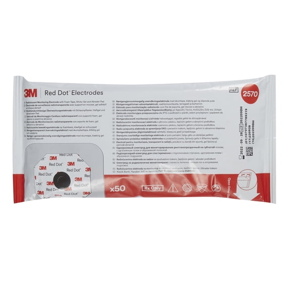3M Red Dot EKG Snap Electrode Monitoring Device, Radiolucent, 50 Pads ...