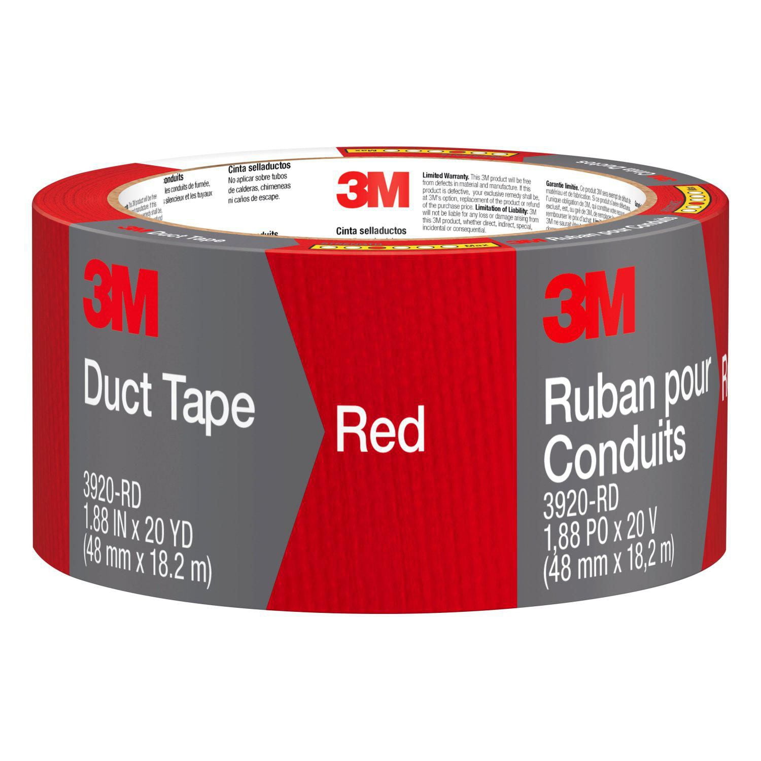 3M Waterproof Red Duct Tape Roll, 1.88 in. x 20 yd. (48 mm x 18,2 m ...