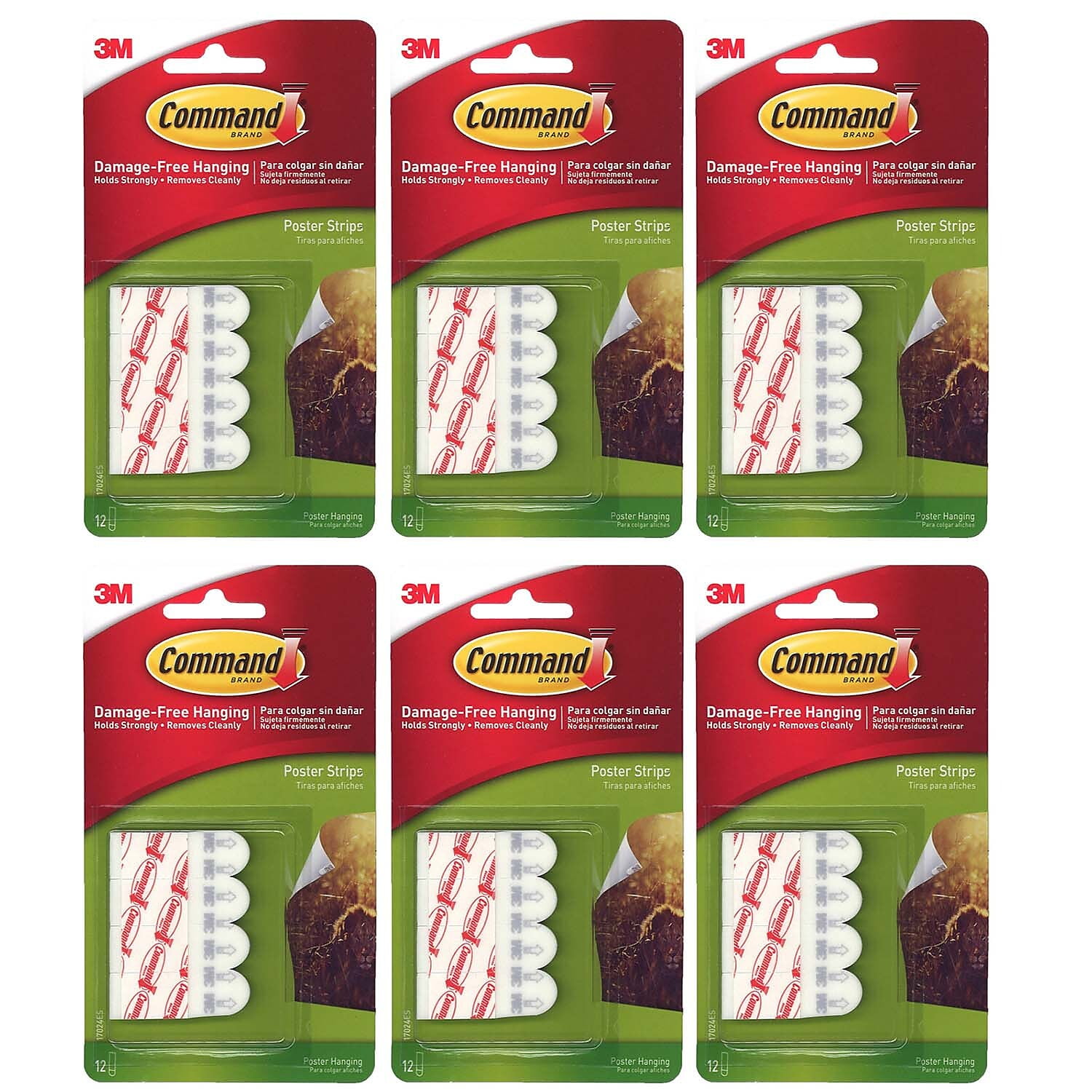 3M Removable Poster Strips, 12 Strips Per Pack, 6 Packs - Walmart.com