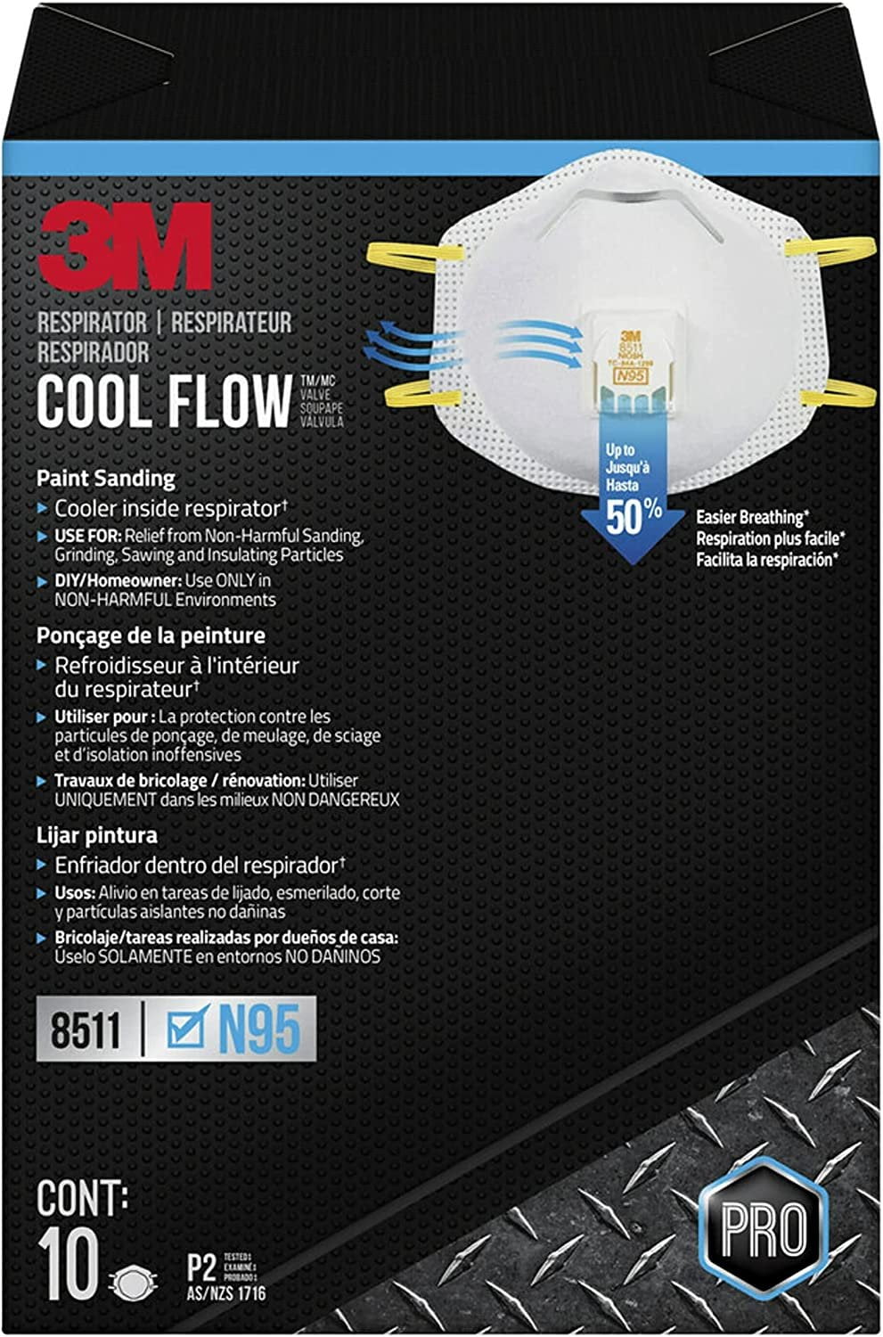 3M Respirator, Cool Flow Valve, Paint Sanding, Lightweight, Disposable ...