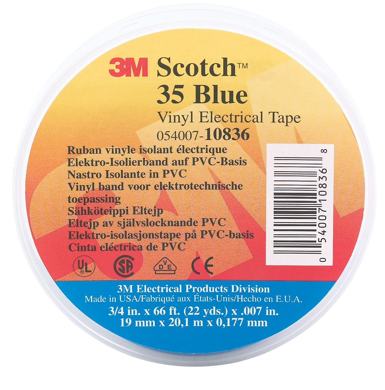 3M Safety Scotch Vinyl Color Coding Electrical Tape 35, 1/2 in x 20 ft ...