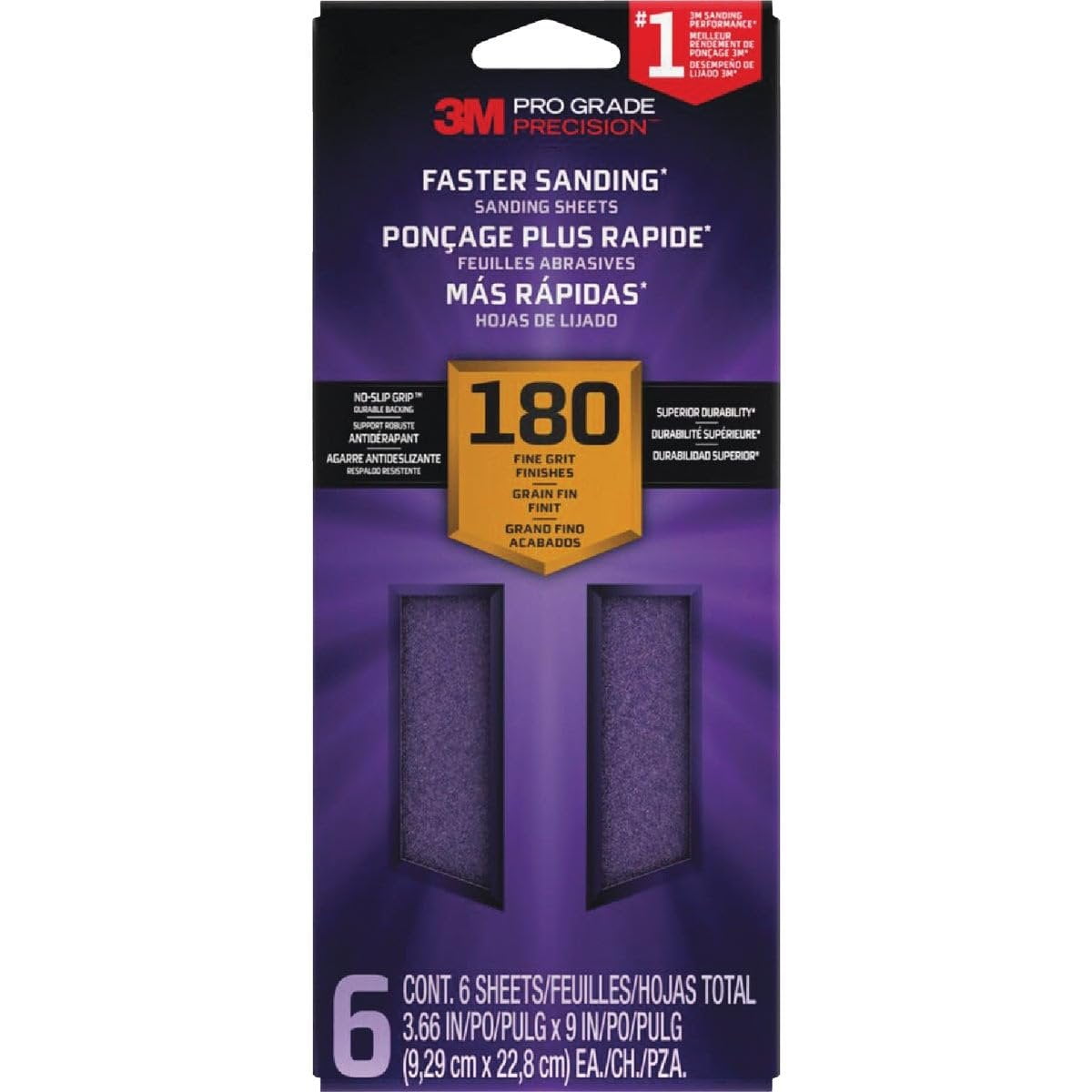 3M SandBlaster 9 in. L x 3-2/3 in. W 220 Grit Fine Ceramic Sandpaper 6 ...