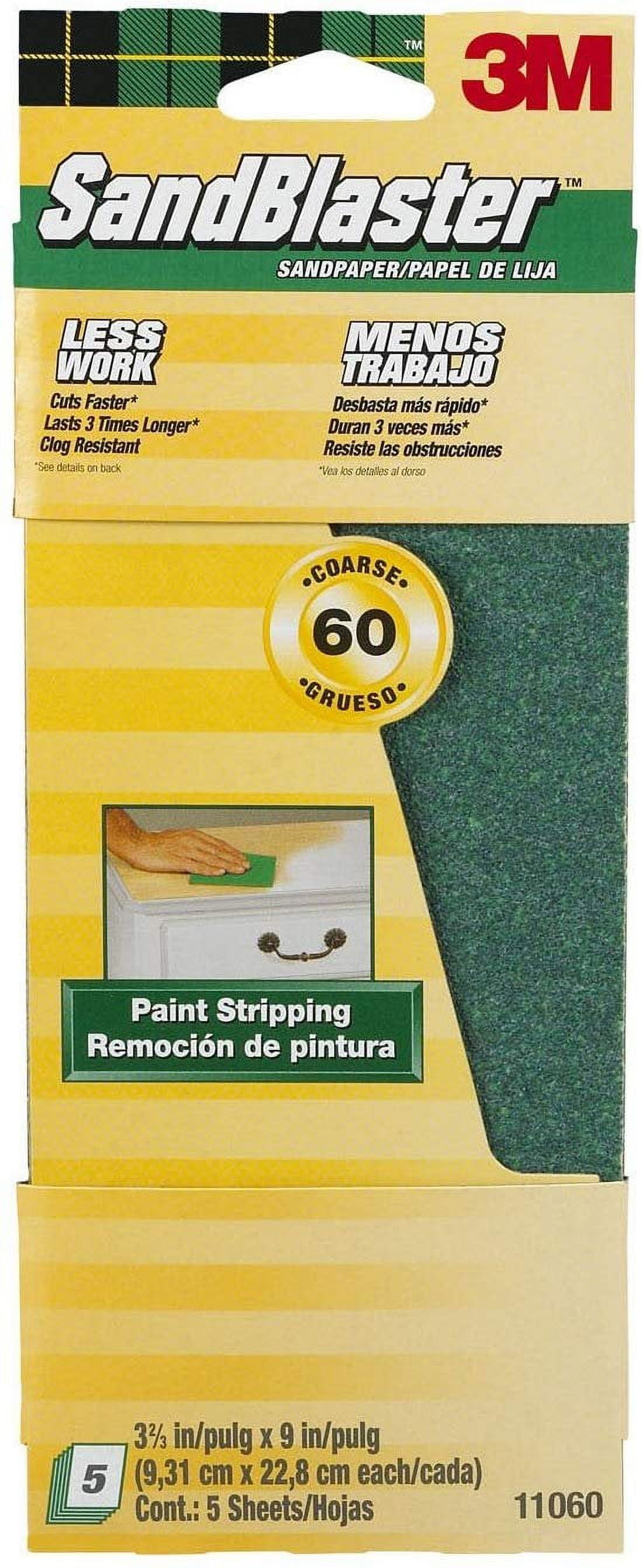 3M SandBlaster Paint Stripping Sandpaper, 60-Grit, 5-Sheet - Walmart.com