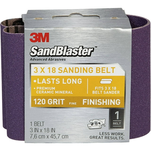 3M SandBlaster Sanding Belt, 3-Inch x 18-Inch, Fine 120 Grit - Walmart.com