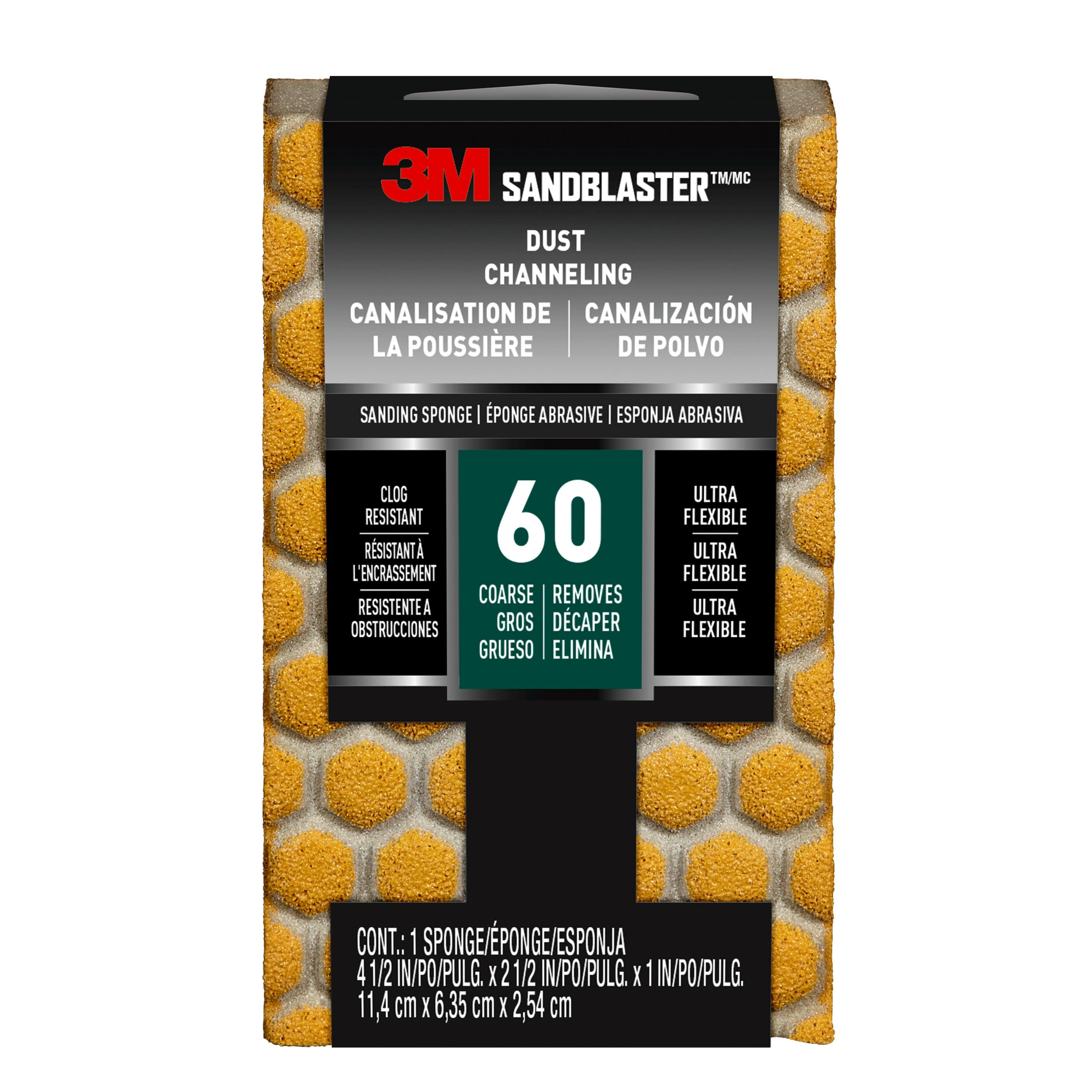 3M SandBlaster Sanding Sponge, 60 Grit, 4.5"x2.5"x1", 1pk - Walmart.com