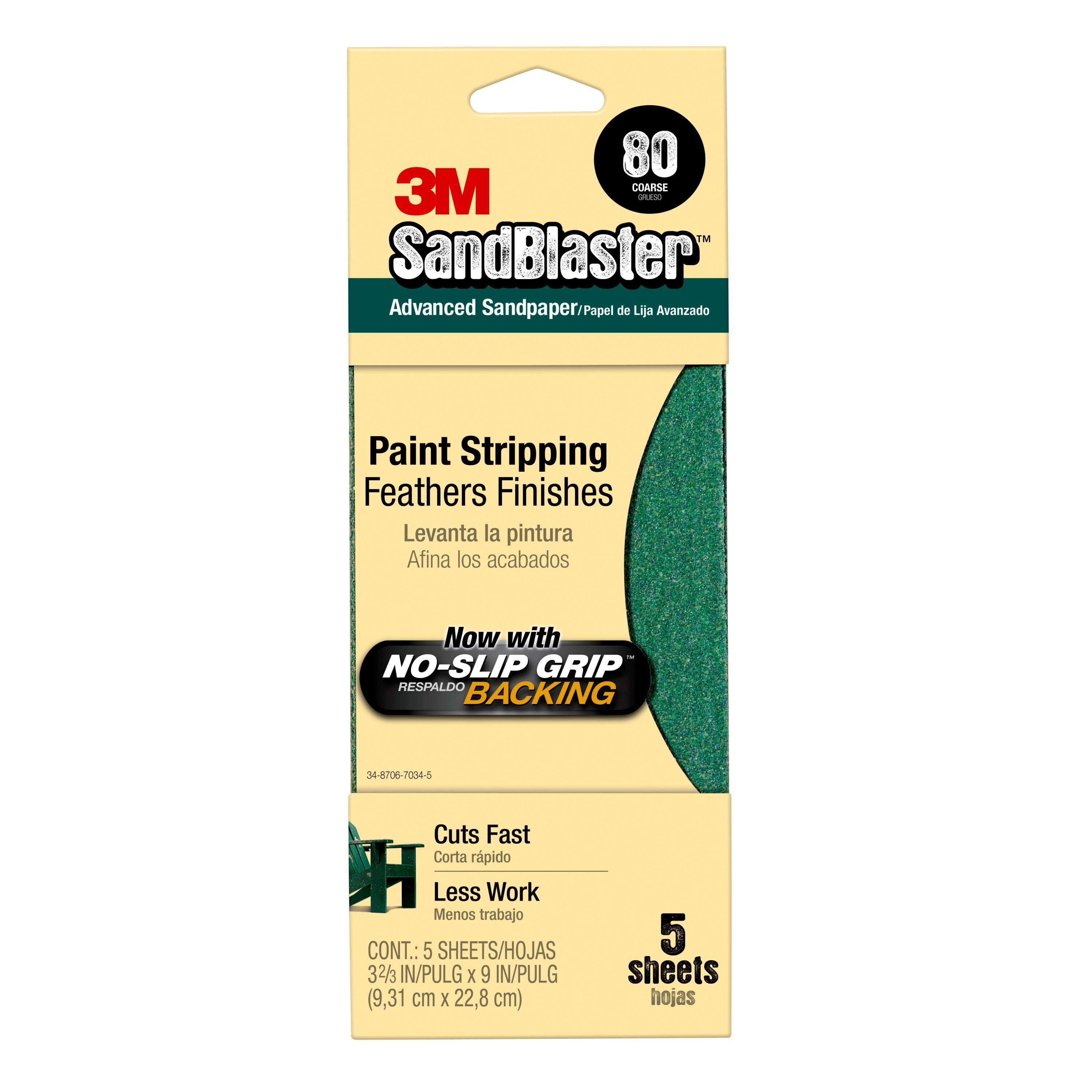 3M SandBlaster Sandpaper with NO-SLIP GRIP Backing, Gold, 3-2/3 in. x 9 ...