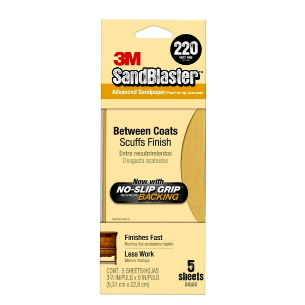 3M SandBlaster Sandpaper with No-Slip Grip Backing, Gold, 3-2/3 in. x 9 ...