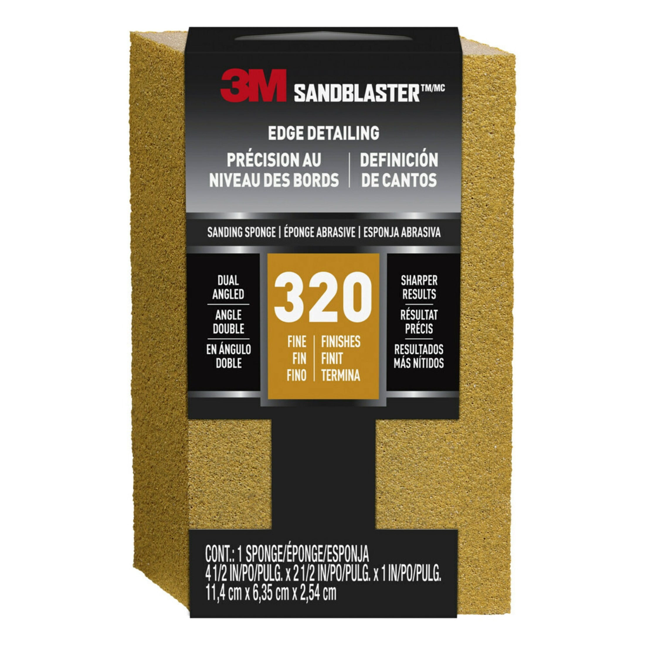 3M Sandblaster Dual Angle Sanding Sponge, Gold, 320 Grit, .1 lbs ...