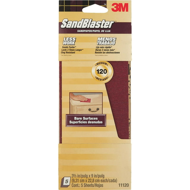 3M Sandblaster Flexible Sanding Pad, 120 Grit 5/Pkg. - Walmart.com
