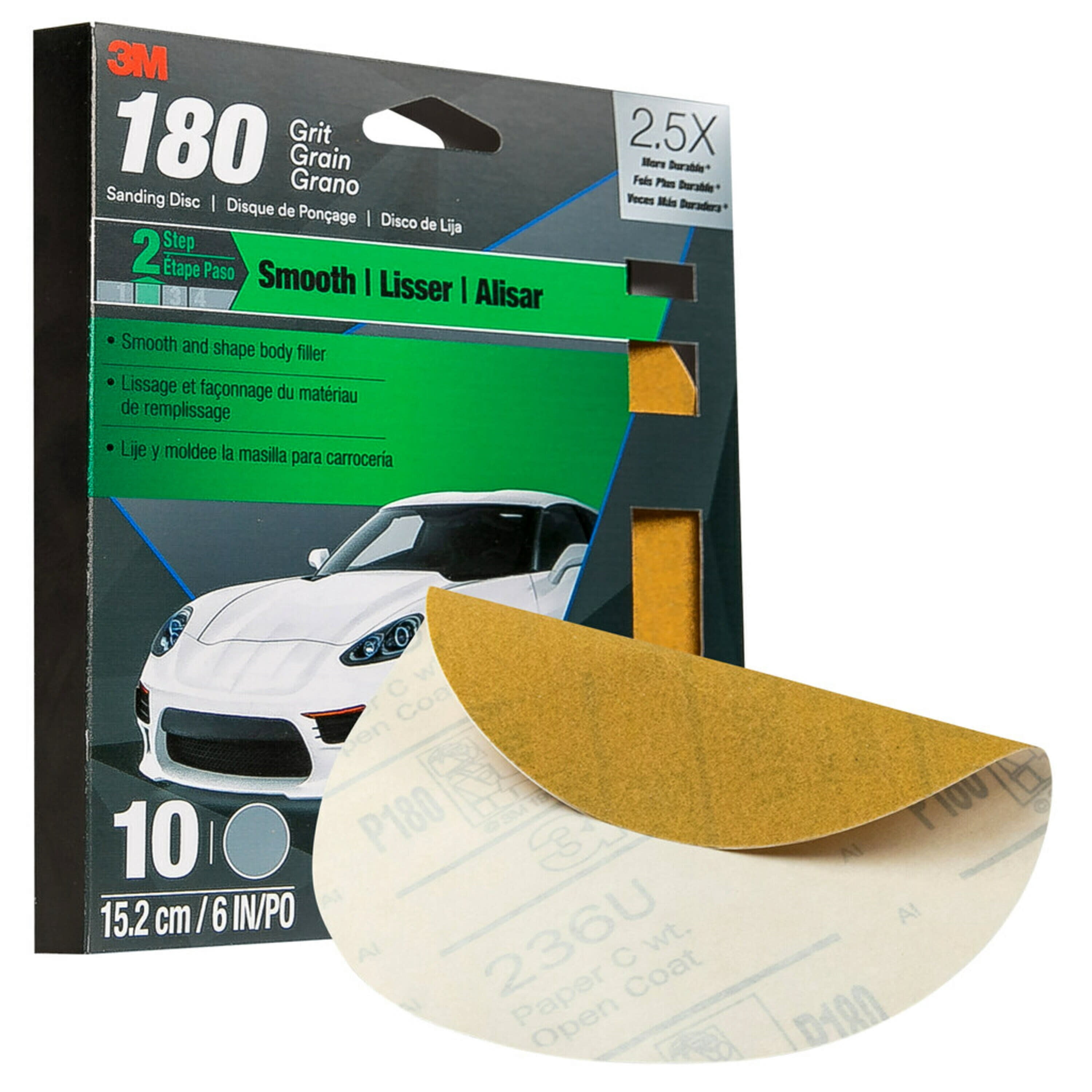 3M Sanding Discs with Stikit Attachment, 31448, 6", 180 Grit, 10 pack ...