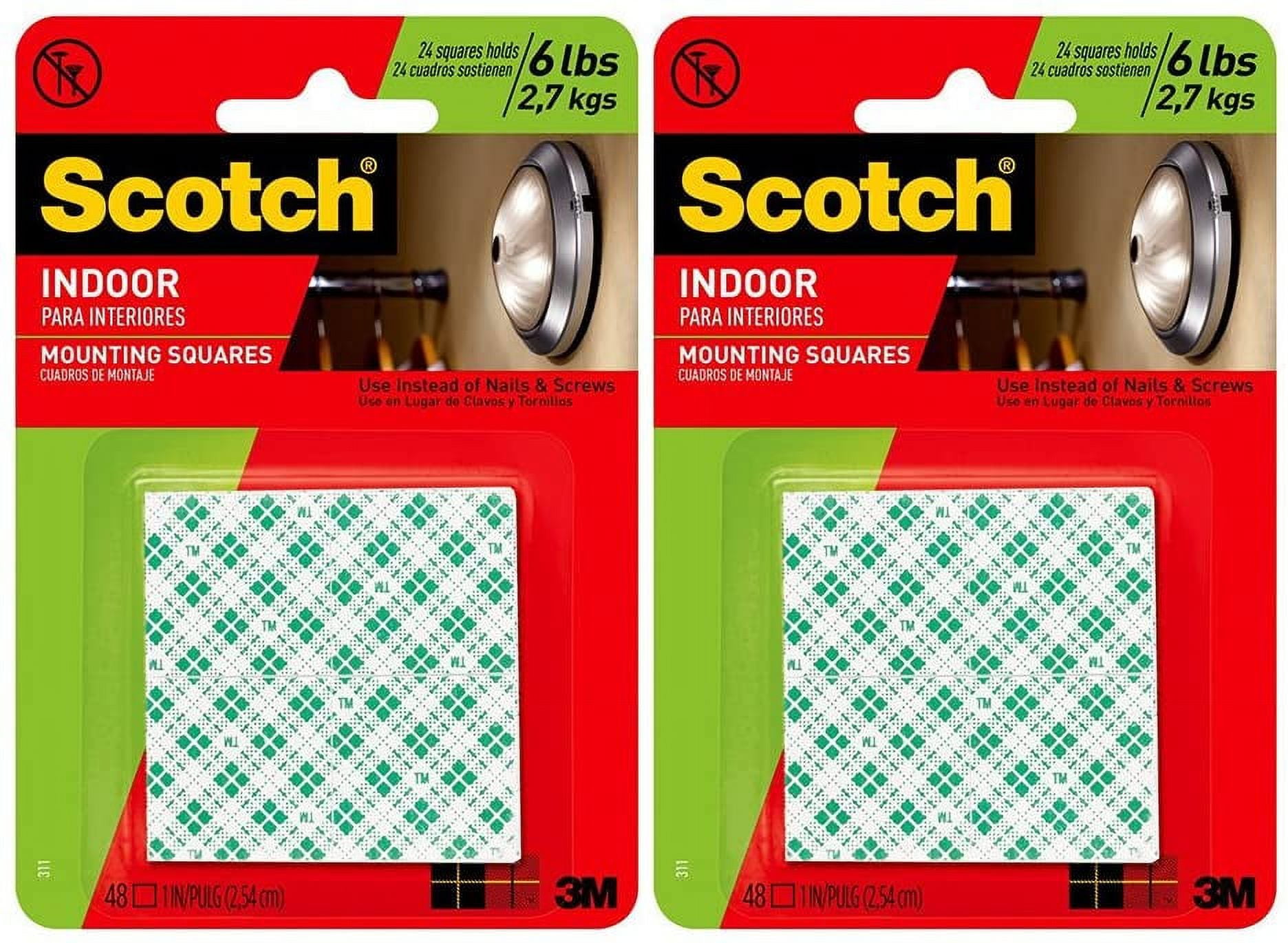 3M Scotch 311DC Heavy Duty 1-Inch Mounting Squares, 48 Count (2 Sets ...