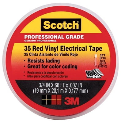 3M Scotch #35 Electrical Tape, Red, 0.75 in. x 66 ft. - Walmart.com
