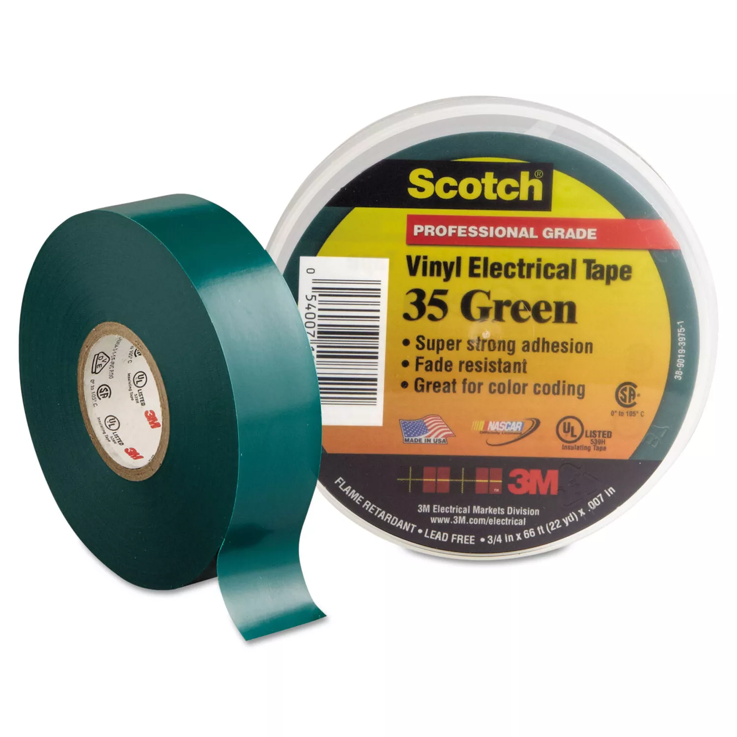3M Scotch 35 Vinyl Electrical Color Coding Tape 3/4" x 66ft Green 10851 ...
