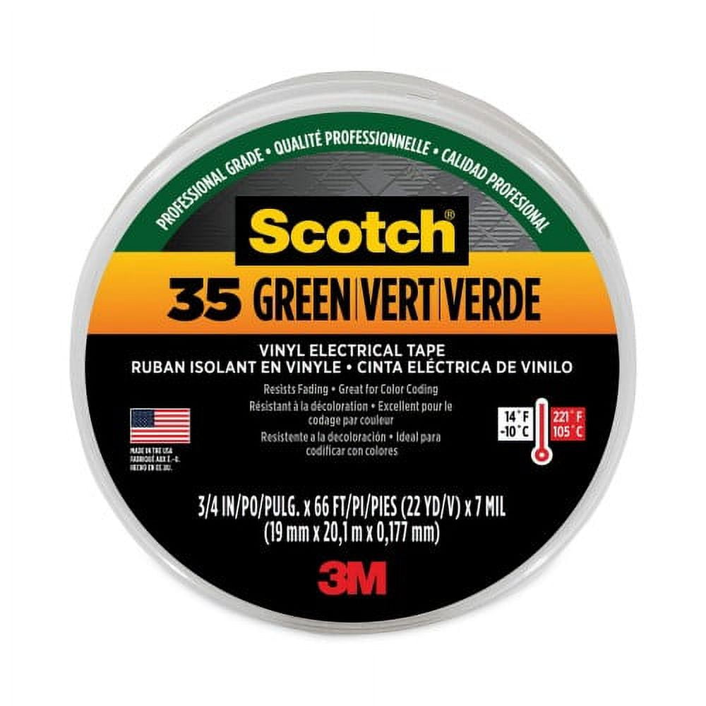 3M Scotch 35 Vinyl Electrical Color Coding Tape, 3" Core, 0.75" x 66 ft ...