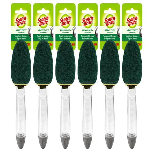 3M Scotch-Brite (6 Pack) Heavy Duty Dish Wand Sponge Brush Soap ...