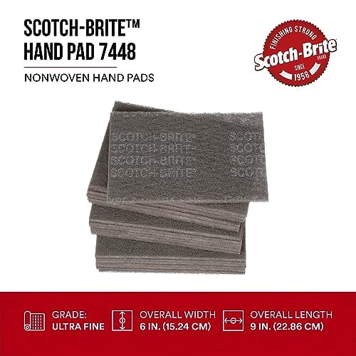 3M Ultra Fine Grade 7448 Hand Pad Pack of 20 6 in x 9 in Hand Pads ...