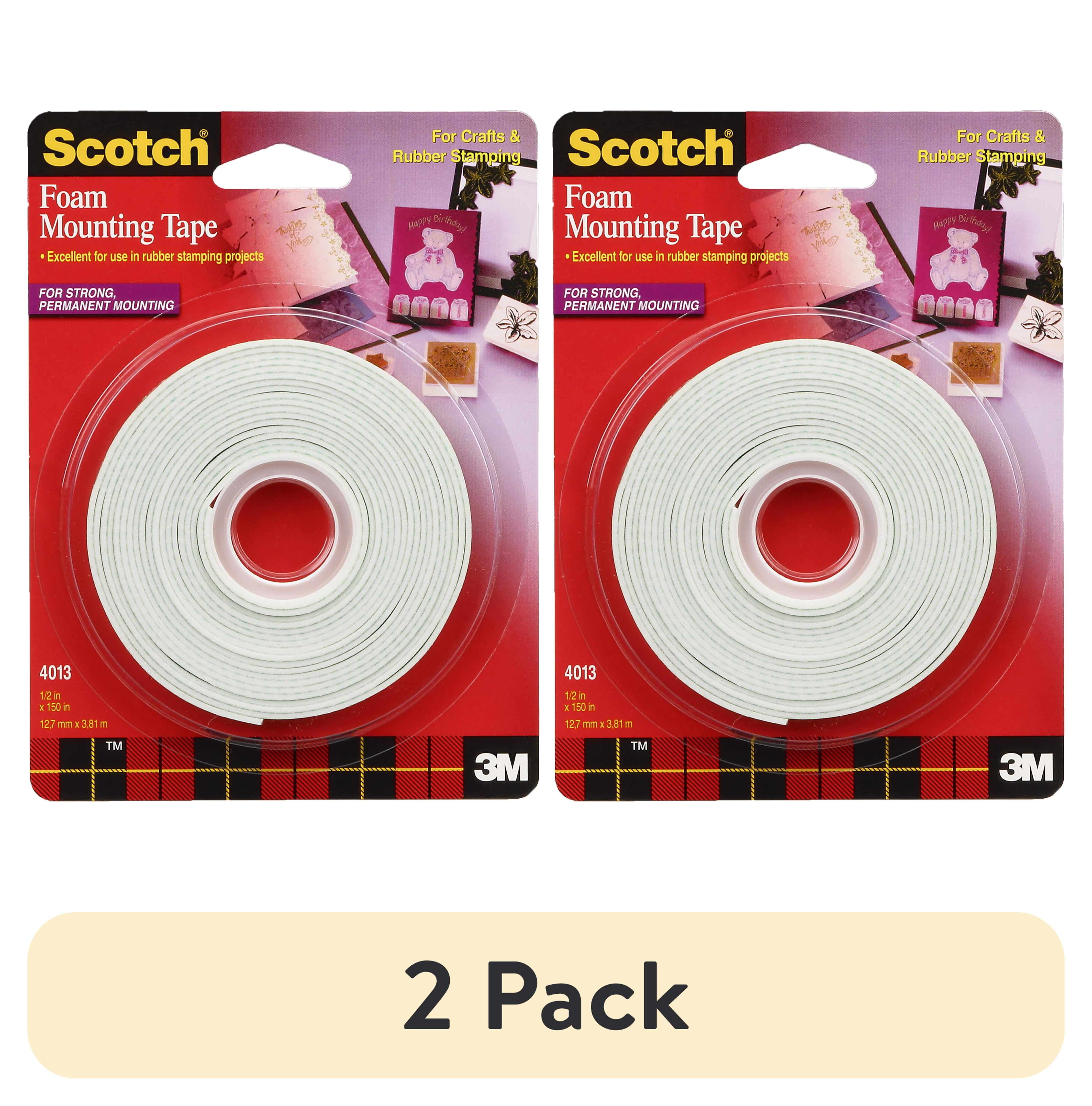 (2 pack) 3M Scotch Craft Mounting and Rubber Stamping Foam Tape, 1/2" x ...