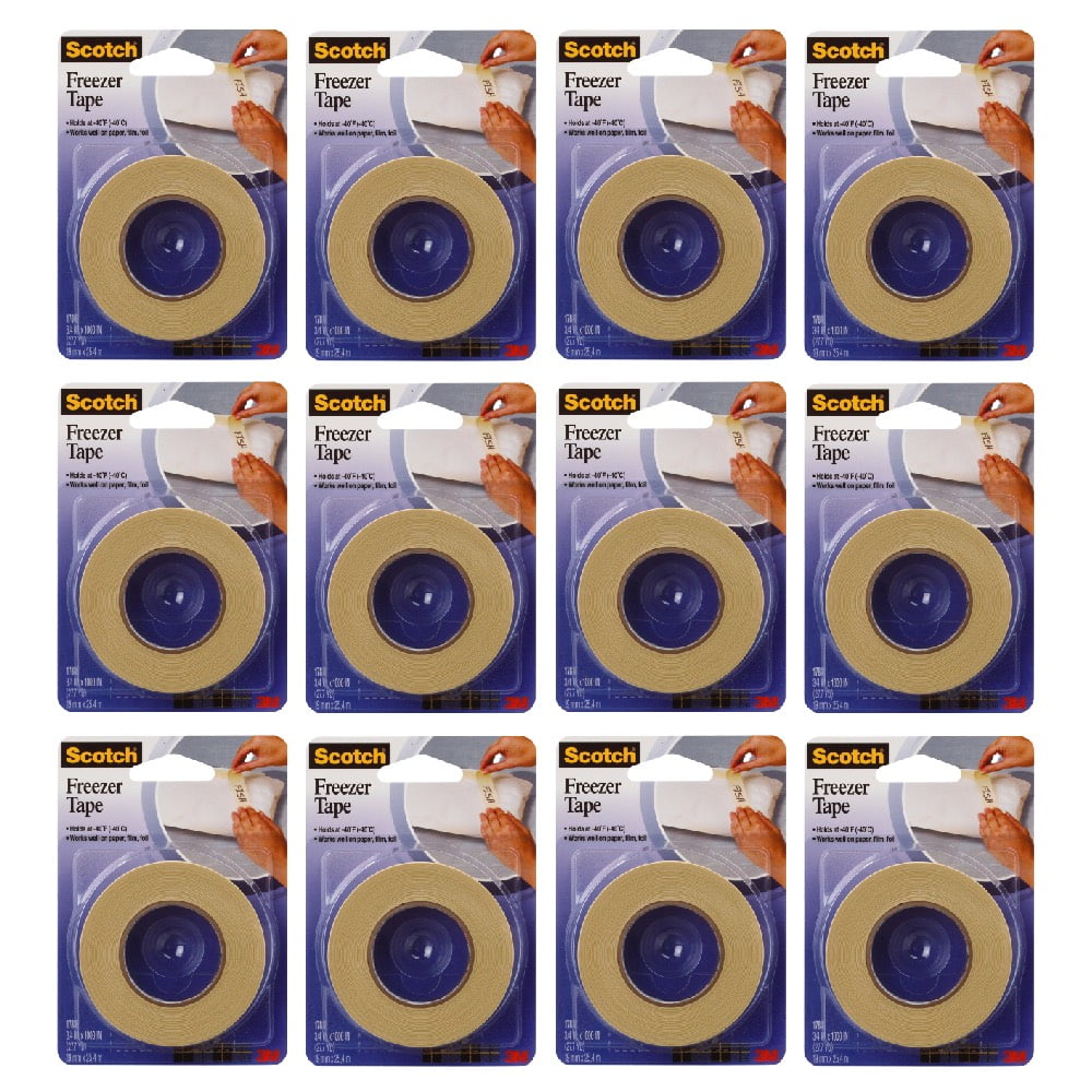 3M Scotch Freezer Tape Adhesive 3/4 in W x 1000 in L Beige, 12-Pack ...