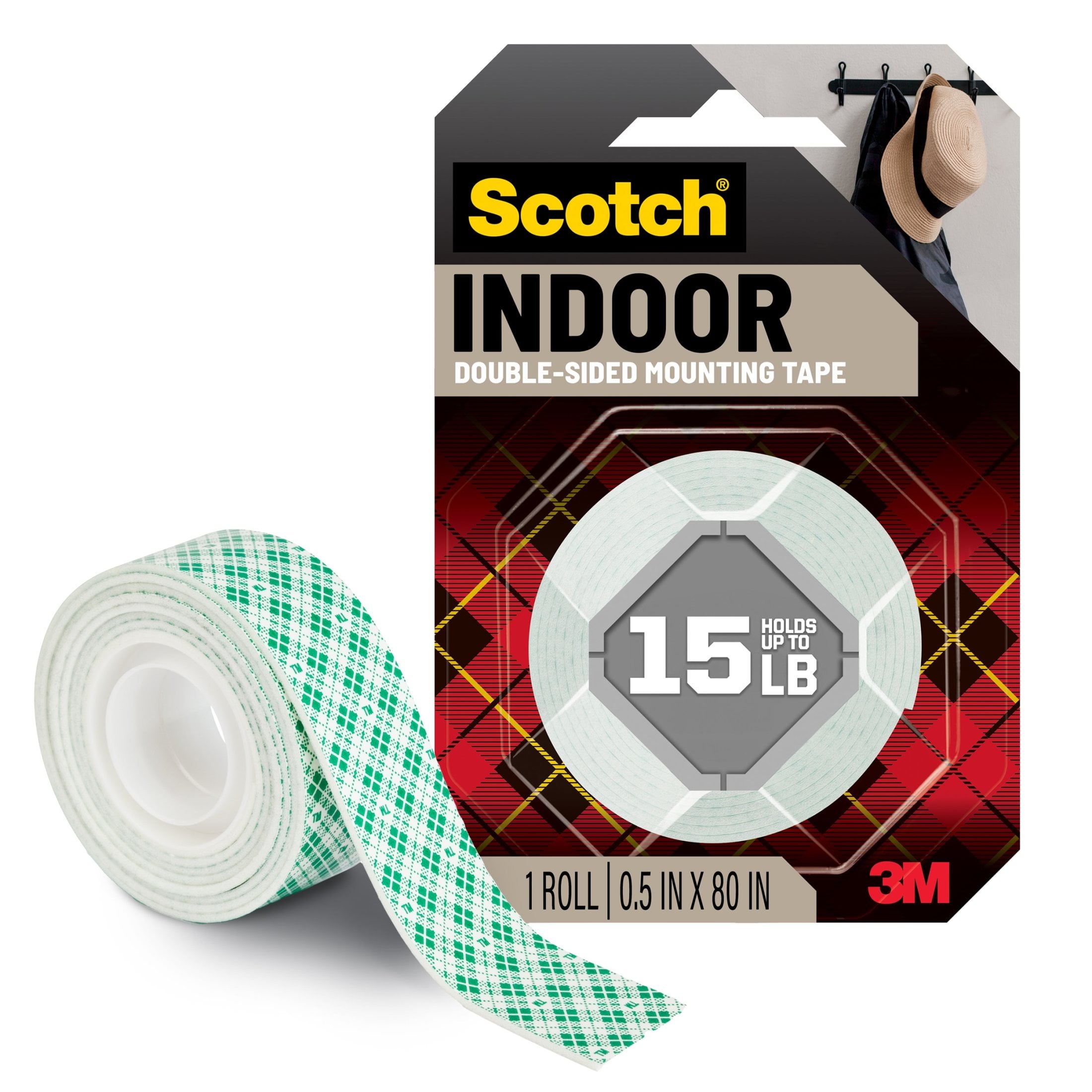 3M Scotch Indoor Double-Sided Mounting Tape, 1/2" x 80" Roll - Walmart Business Supplies