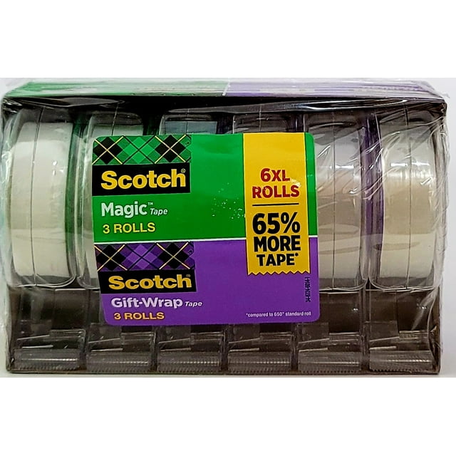 3M Scotch Magic Tape/Gift Wrap Tape, 6600" Total, 6-pack - Walmart ...