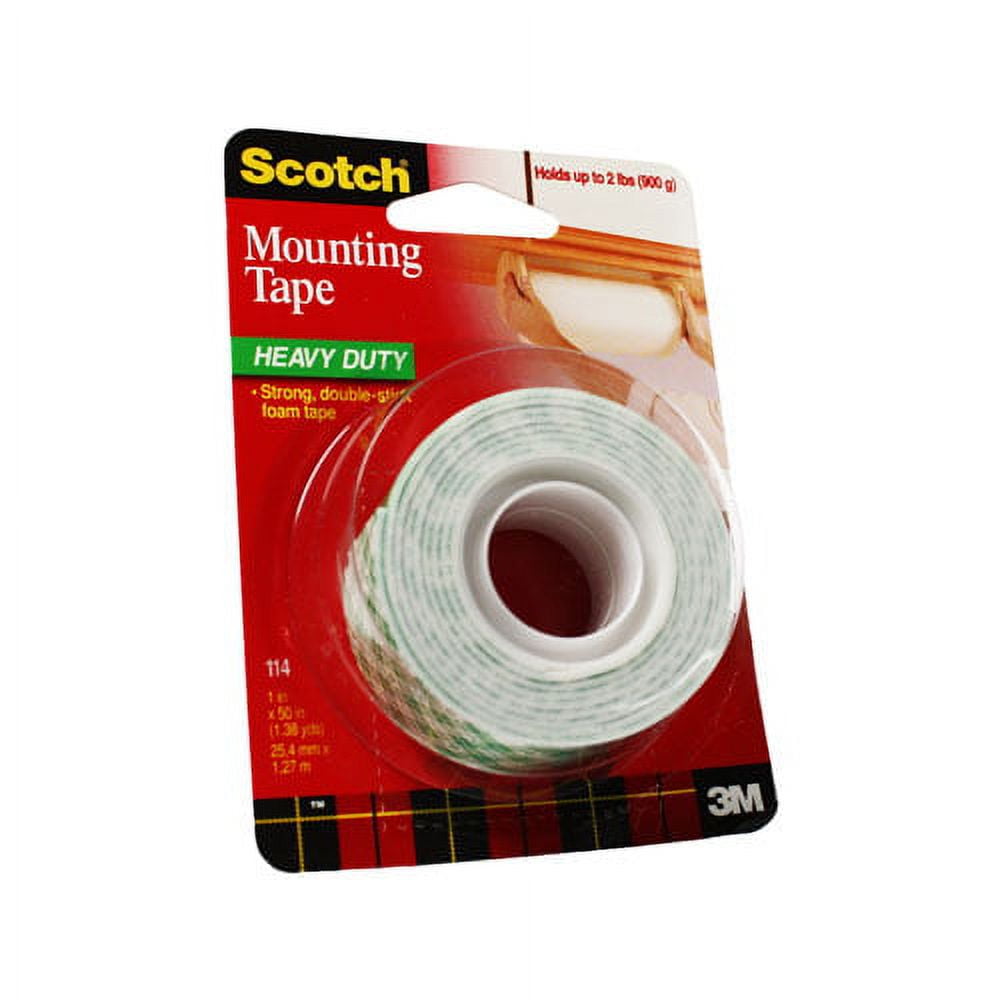 3M Scotch Mounting Tape 114, Heavy Duty, 1 inch X 50 inches (Pack of 16 ...