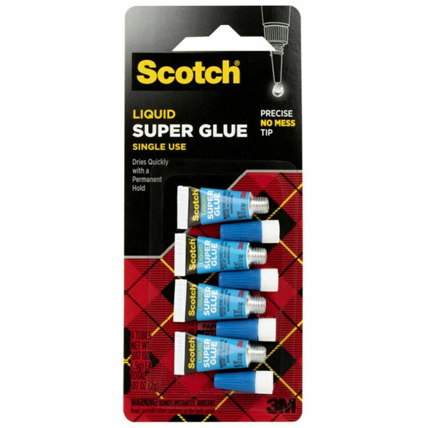 3M Scotch Single-Use Super Glue, 4/Pkg. - Walmart.com