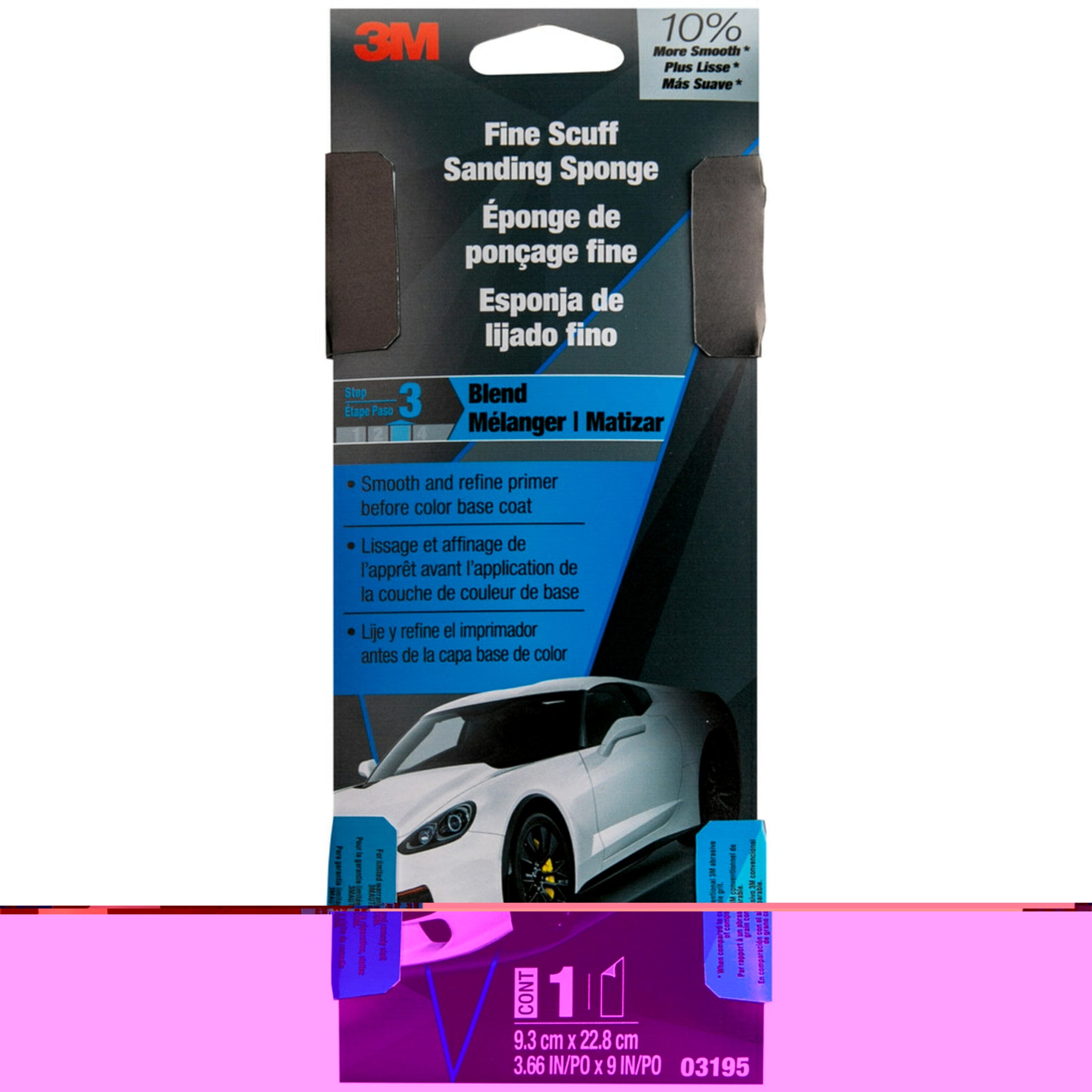 3M Scuff Sanding Sponge, 03195, 3-2/3 inch x 9 inch - Walmart.com