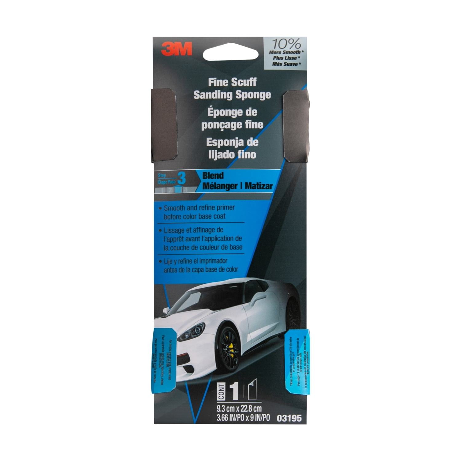 3M Scuff Sanding Sponge, 03195, 3-2/3 inch x 9 inch - Walmart.com