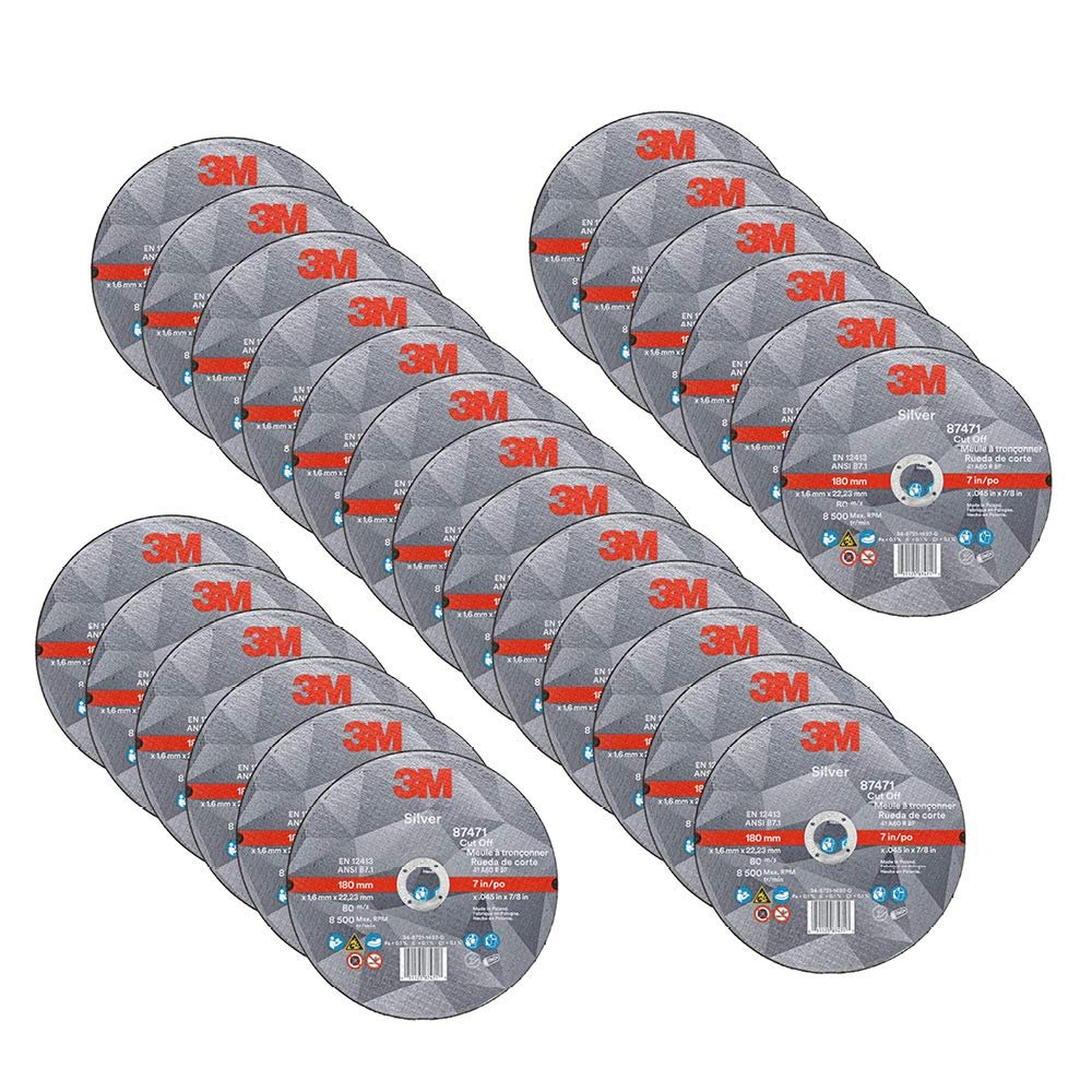 3M Silver Cut-Off Wheel, 87471, T1, 7 in x .045 in x 7/8 in, Pack of 25 ...