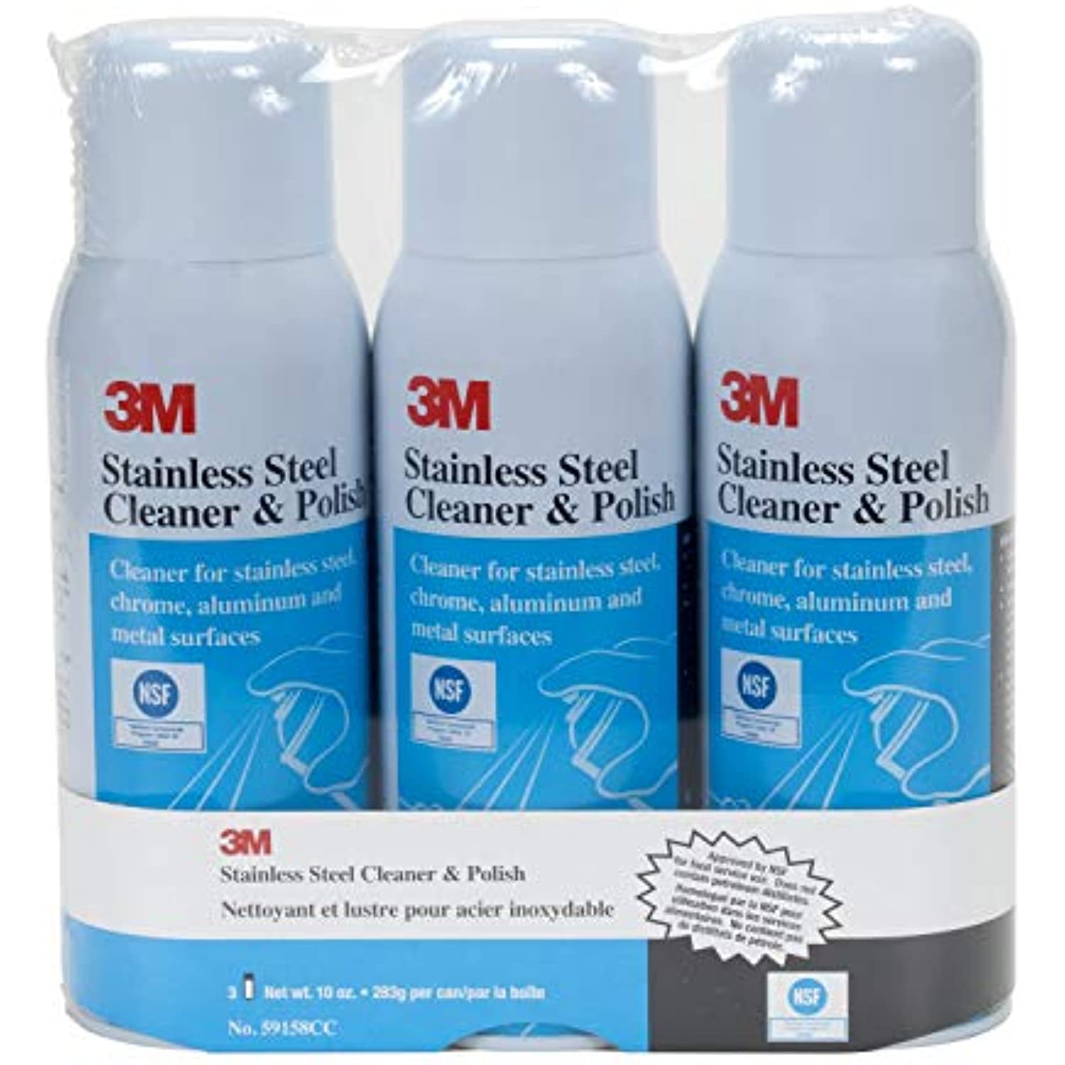 3M Stainless Steel Cleaner And Polish, 10 Oz. Cans, 3 Pack, Foam, Chrome, Laminated Plastic ...