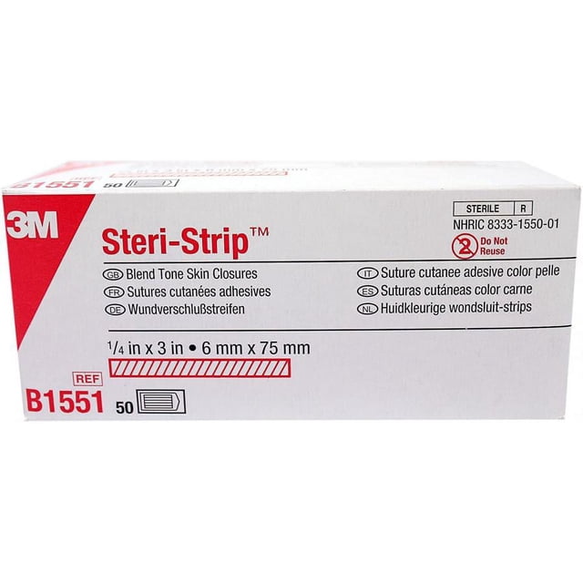 3M Steri Strip Blend Tone Skin Closures, .25 Inch x 3 Inches, White ...