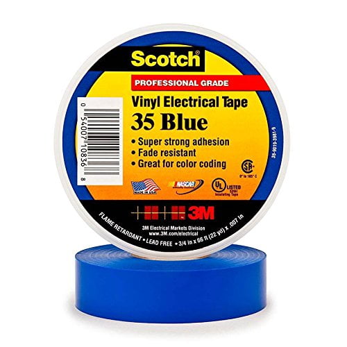 3M Super 35 Blue Electrical Tape, 3/4'' X 66' (1 per pack) - Walmart.com